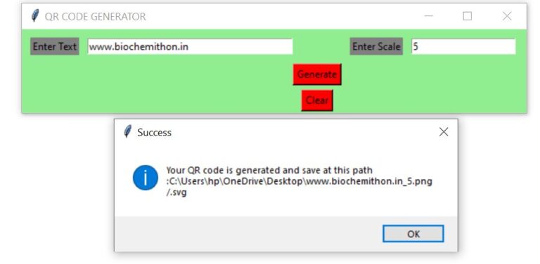 QR Code Generator GUI in Python - BioChemiThon